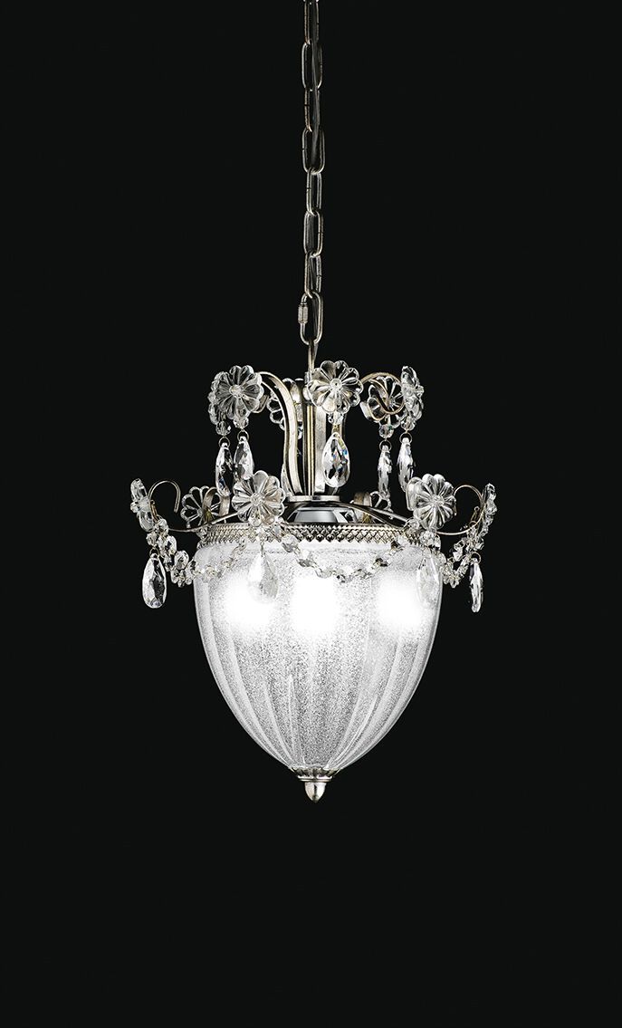 RUGIADA LED Murano glass pendant lamp with crystals By M.M. Lampadari