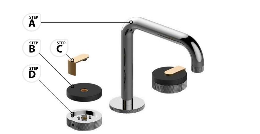 MOD+ 2 hole wall-mounted washbasin mixer By GRAFF