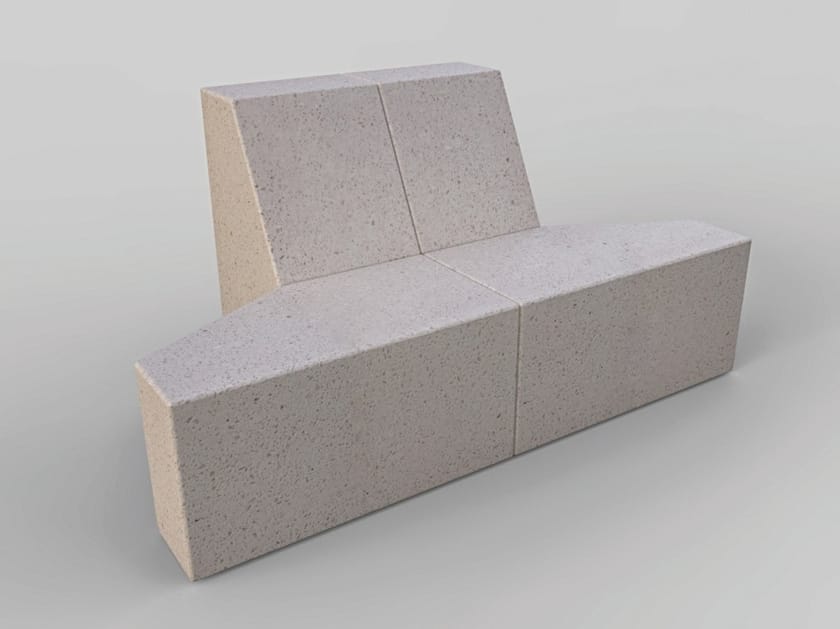 MODULA Sectional Modular reconstructed stone bench with back By ...