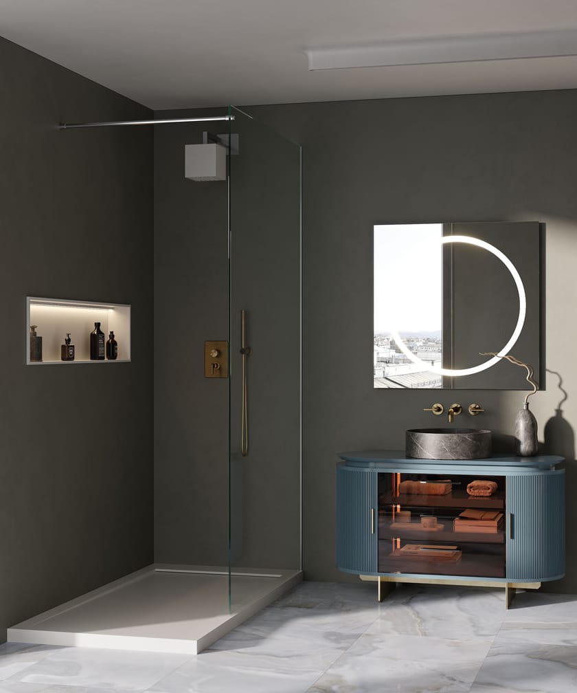 MIRR OUTLINE 1 Bathroom mirror with integrated lighting By MOMA Design