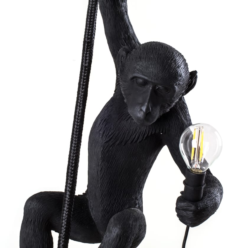 THE MONKEY LAMP BLACK CEILING Pendant lamp By Seletti | design Marcantonio