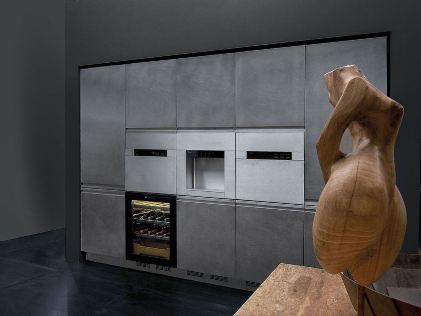 Stainless steel kitchen with island MONOLIT 90° INOX HAND-BRUSHED By ...