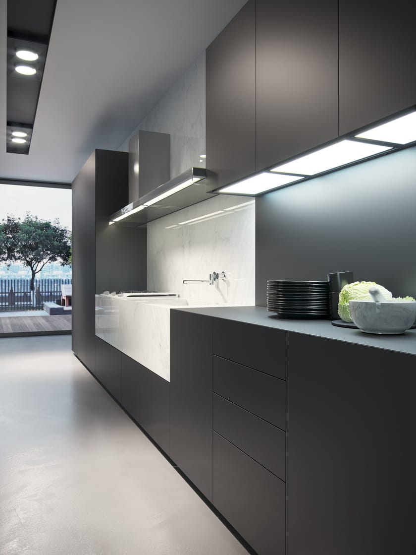 Fitted kitchen without handles MONOLITE By SCIC