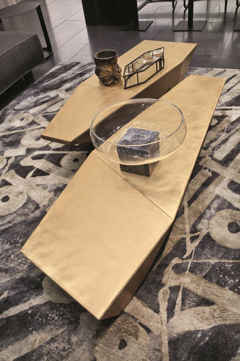 MONOLITH Low brass coffee table By Henge | design Massimo Castagna