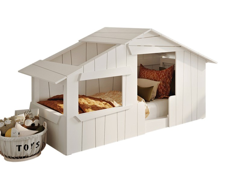 Pine and MDF kids single bed MONTESSORI THREEHOUSE By Mathy by Bols ...
