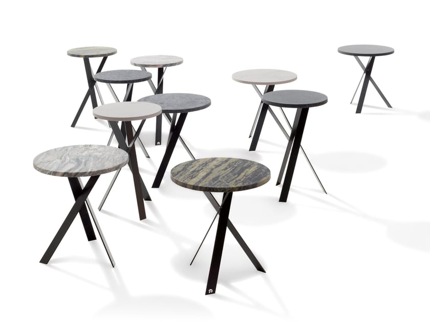 MORTIMER OUTDOOR Round natural stone outdoor side table By Draenert ...