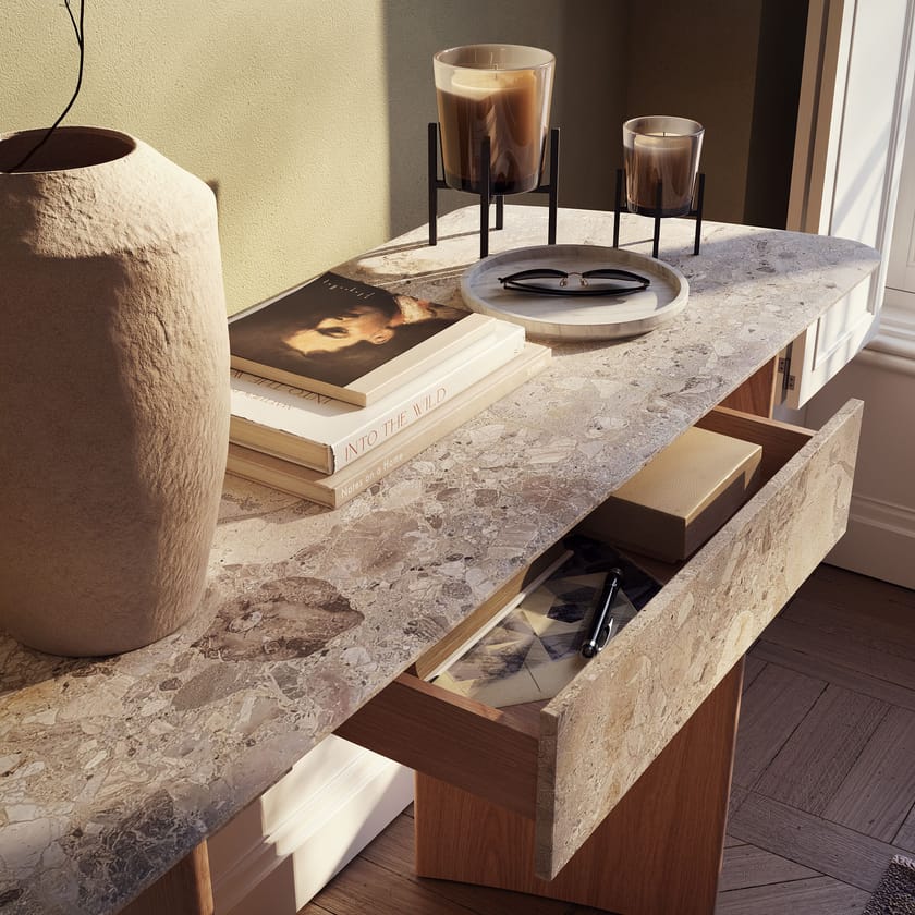 TORII Rectangular marble console table with drawers By Maami Home