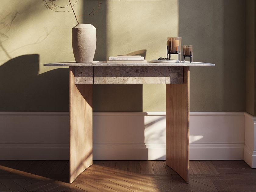 TORII Rectangular marble console table with drawers By Maami Home