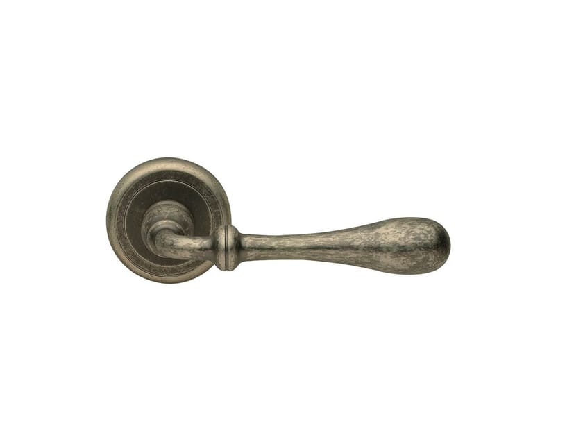 MARY Brass door handle on rose with lock By Manital