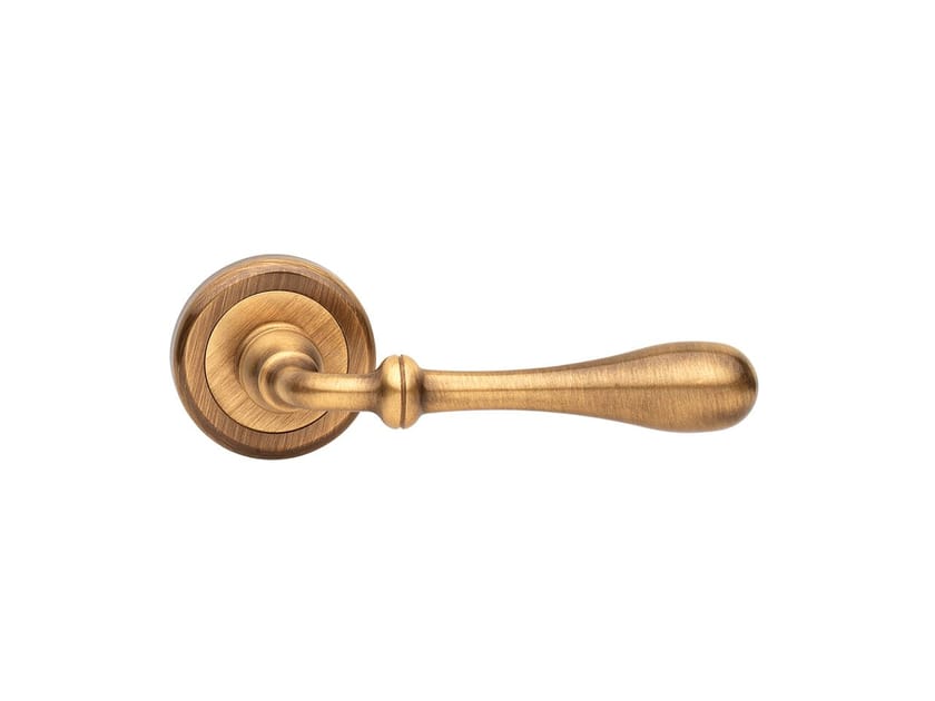 MARY Brass door handle on rose with lock By Manital