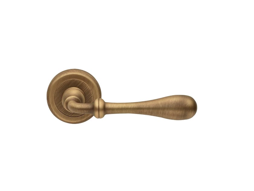 MARY Brass door handle on rose with lock By Manital