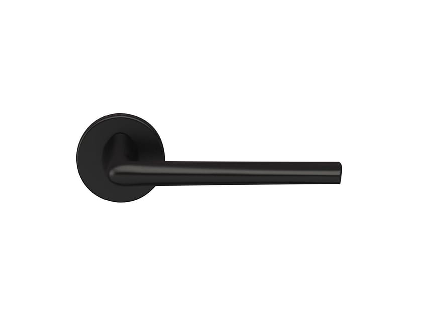 ROUND Zinc door handle with lock on rose By Manital