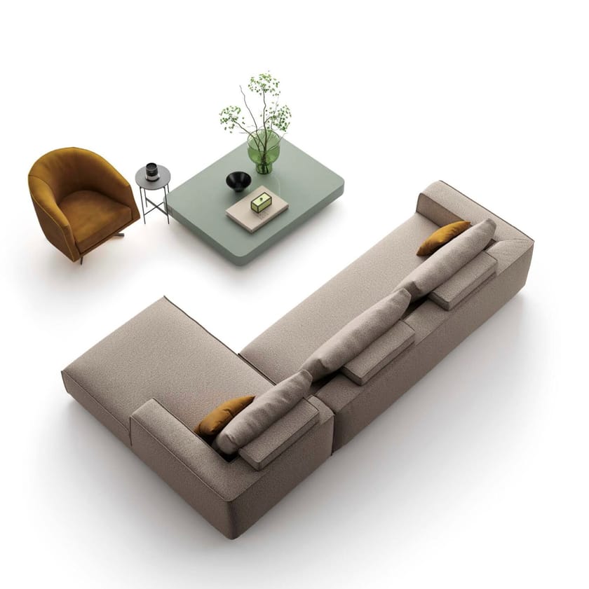 VITTORIO Sectional fabric sofa with chaise longue By Marac