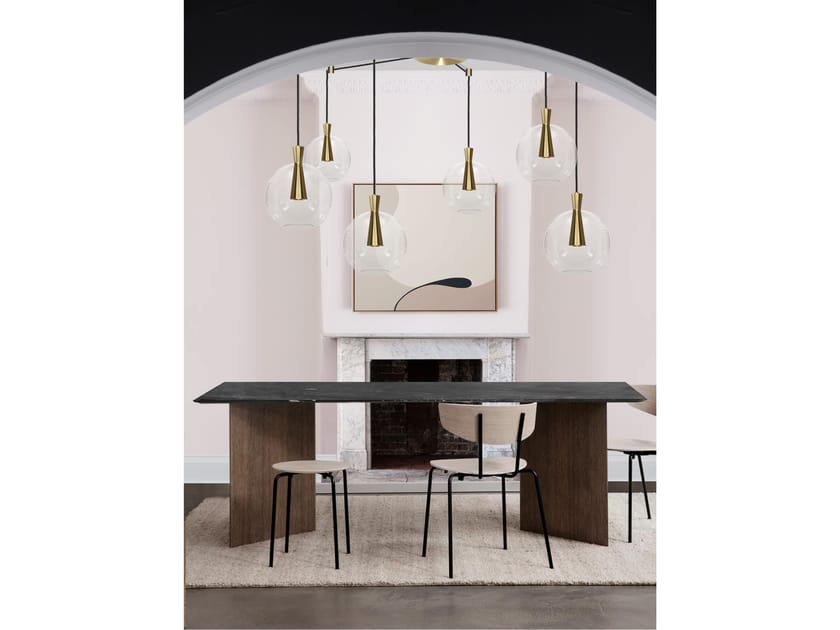 CONE CLUSTER 6 LED brass and glass chandelier By Marc Wood Studio ...