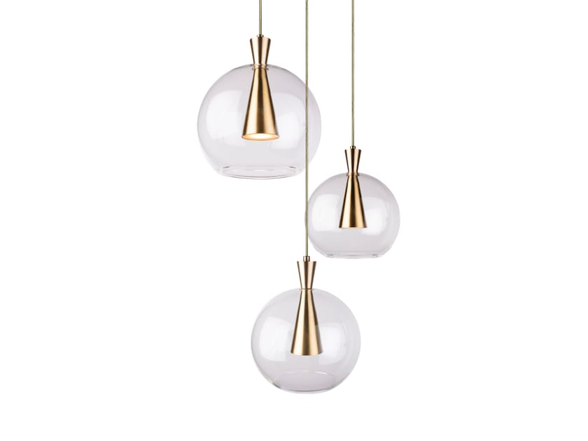 CONE CLUSTER 3 LED brass and glass pendant lamp By Marc Wood | design ...