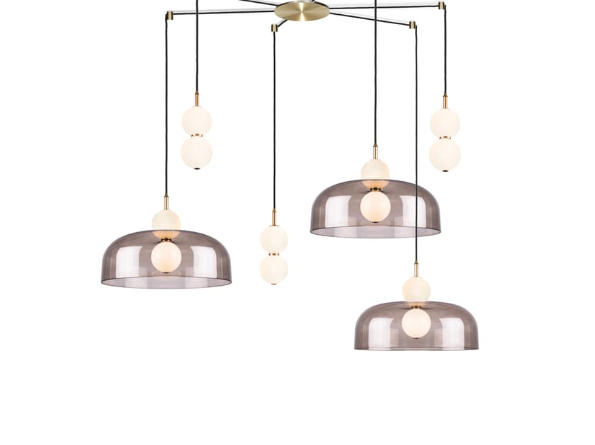 ECHO CLUSTER 6 WIDE LED glass and brass pendant lamp By Marc Wood ...
