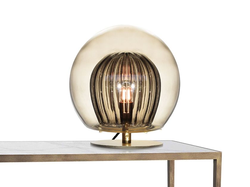 PLEATED CRYSTAL SMOKE LED handmade Borosilicate glass table lamp By ...