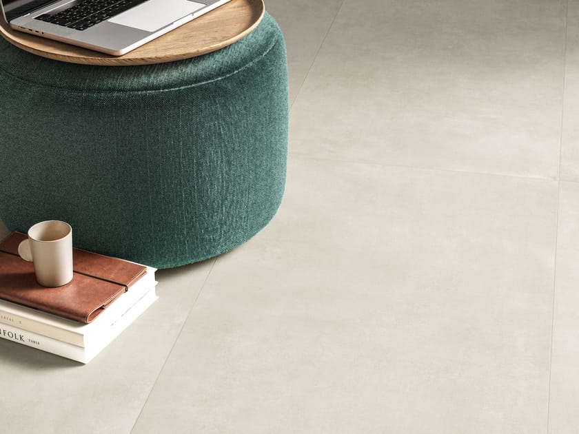 LOGOS WHITE Porcelain stoneware wall/floor tiles with concrete effect ...