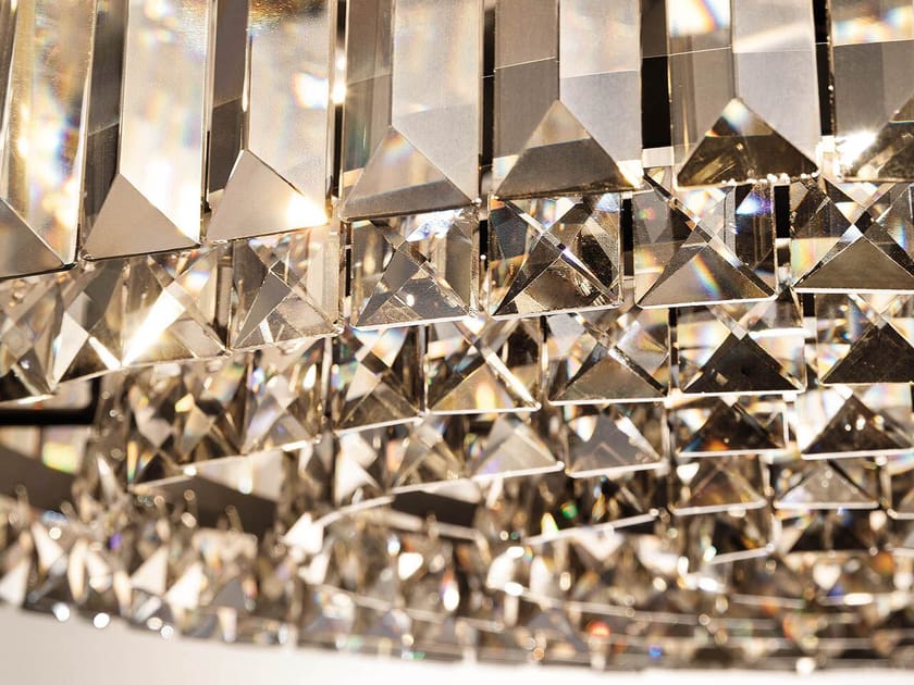 PALLADIO S 16/150/18 OV Painted metal pendant lamp with crystals By Masiero