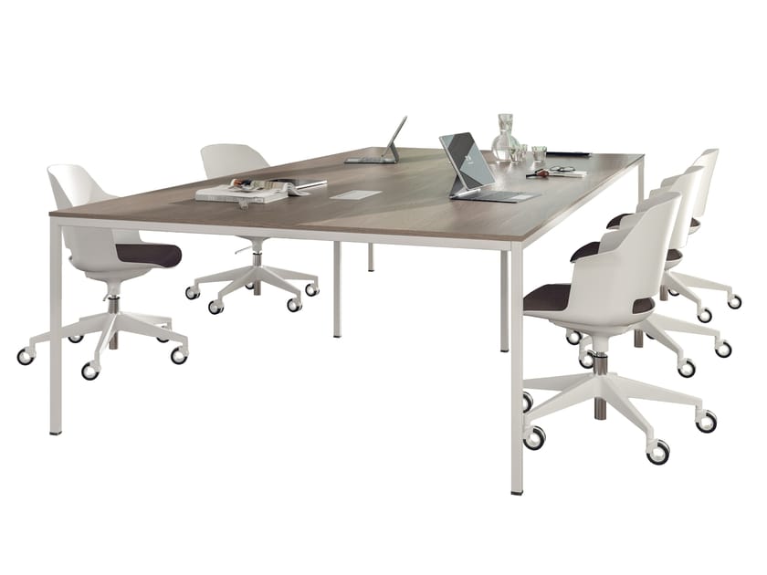 LINE Multiple sectional steel and wood office desk By Mobil Office ...