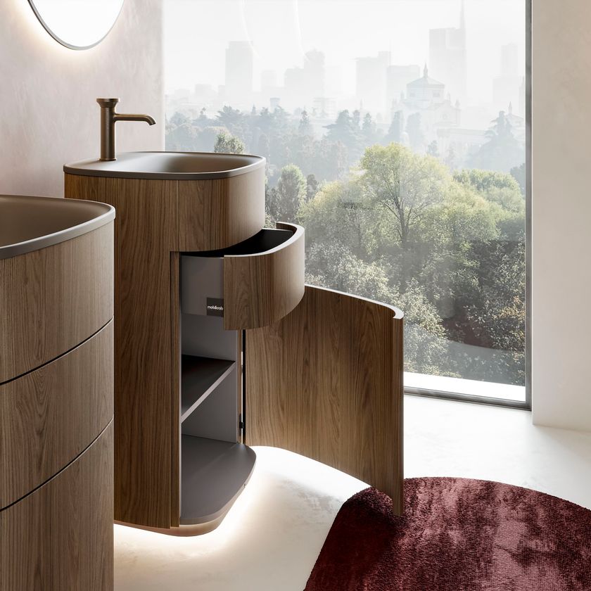 CURVY 2 Mobile lavabo in HPL con porta asciugamani con specchio By ...