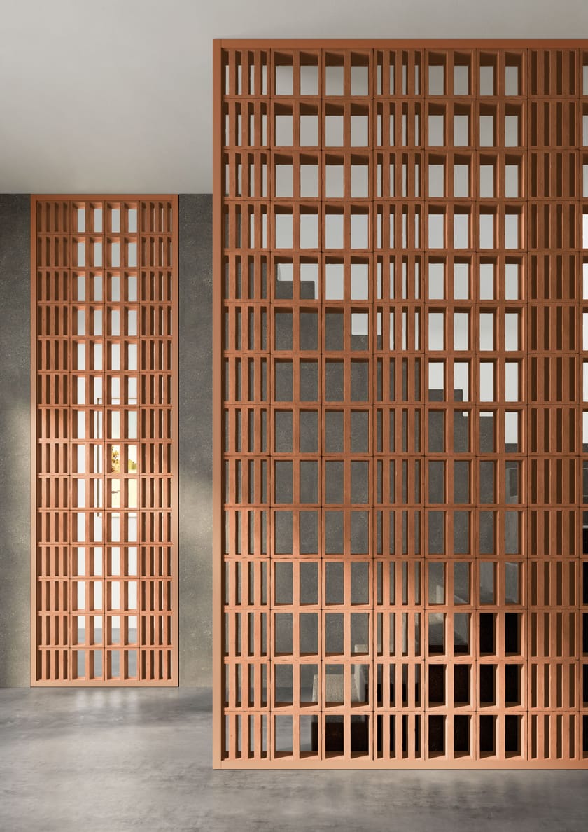 TALLY WIDE Terracotta element for partition wall By Mutina