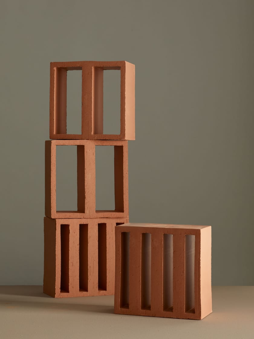 TALLY WIDE Terracotta element for partition wall By Mutina