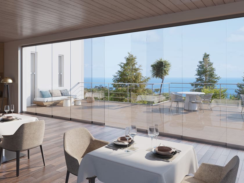 SCINTILLA 55.2 Vetrata scorrevole in alluminio e vetro By Mv Line