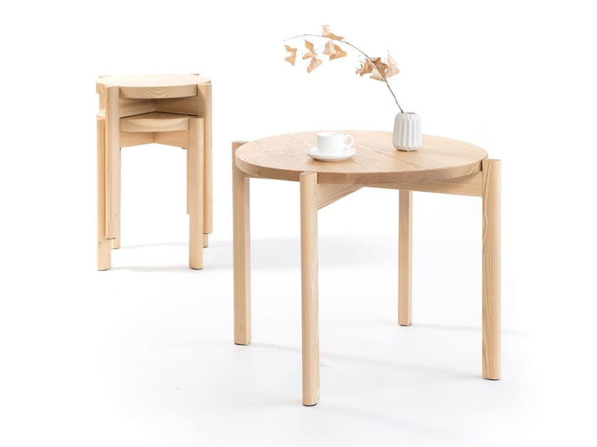 NAKU Low wooden stool By Inno | design Harri Korhonen