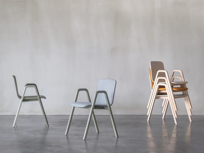 NAKU Stackable wooden chair with armrests By Inno | design Harri Korhonen