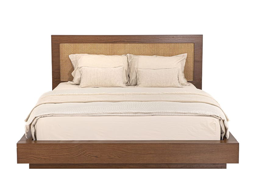 CLAY Wooden and wicker double bed By NDESIGN