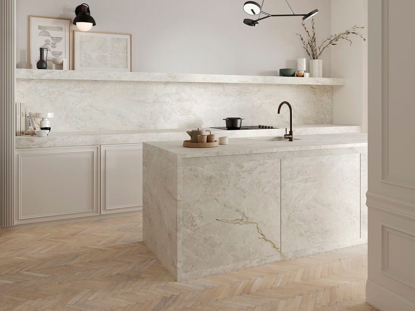 EVEREST SUNRISE Neolith wall/floor tiles with marble effect By NEOLITH