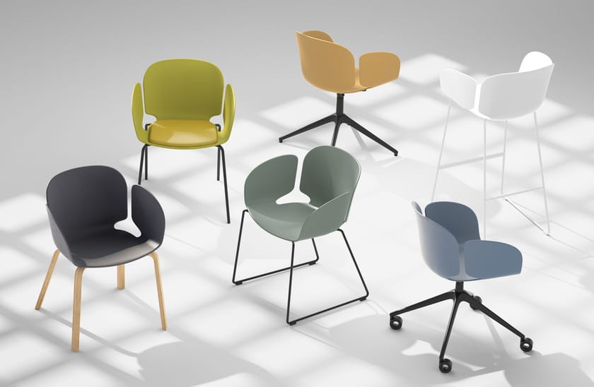 NEST High sled base polypropylene stool with armrests By SELLEX ...