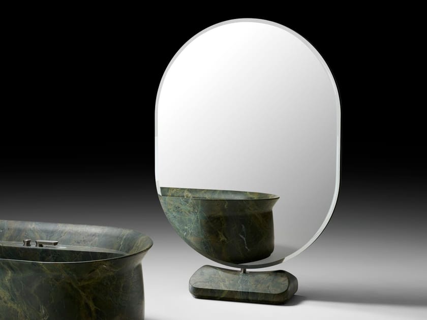 MAJESTÉ Freestanding oval marble mirror By NEUTRA