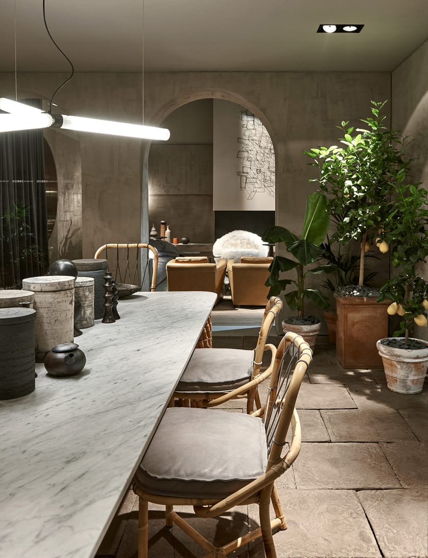 Table rectangulaire en marbre NEVADA By BAXTER design Paola Navone