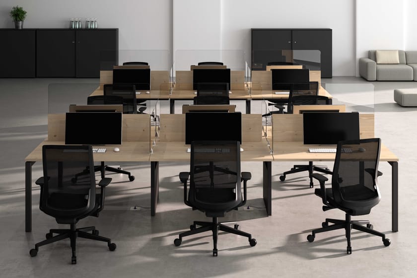 NEXO Multiple rectangular wood veneer office desk By Ofifran