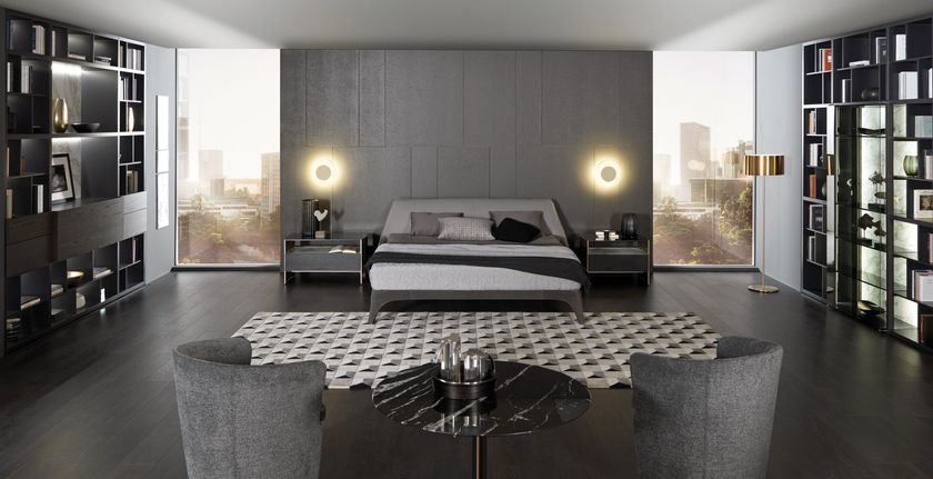 Letto matrimoniale in pelle con testiera imbottita NICE | Letto in ...