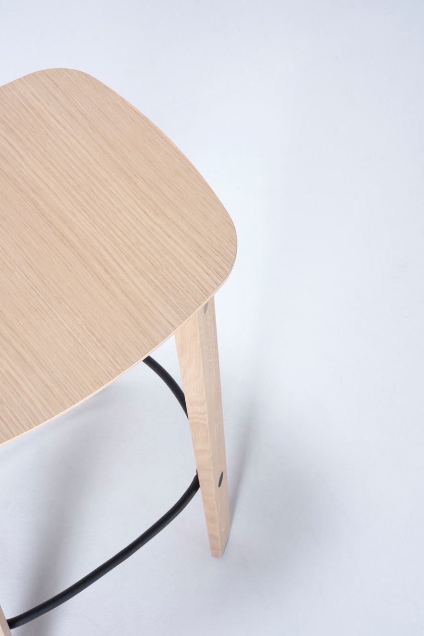 NORA Oak barstool with footrest By GAZZDA | design Mustafa Cohadzic