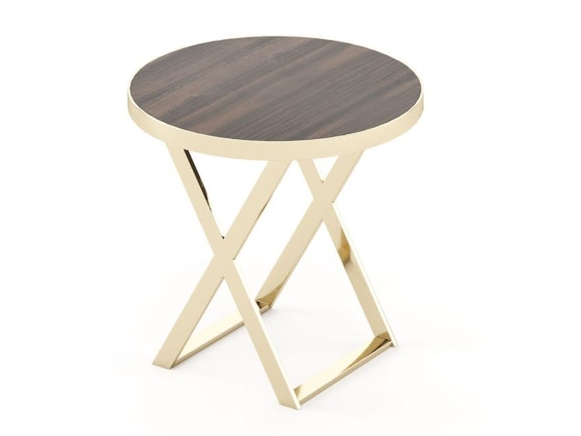 NOTTINGHAM | Coffee table Round stainless steel and wood coffee table ...