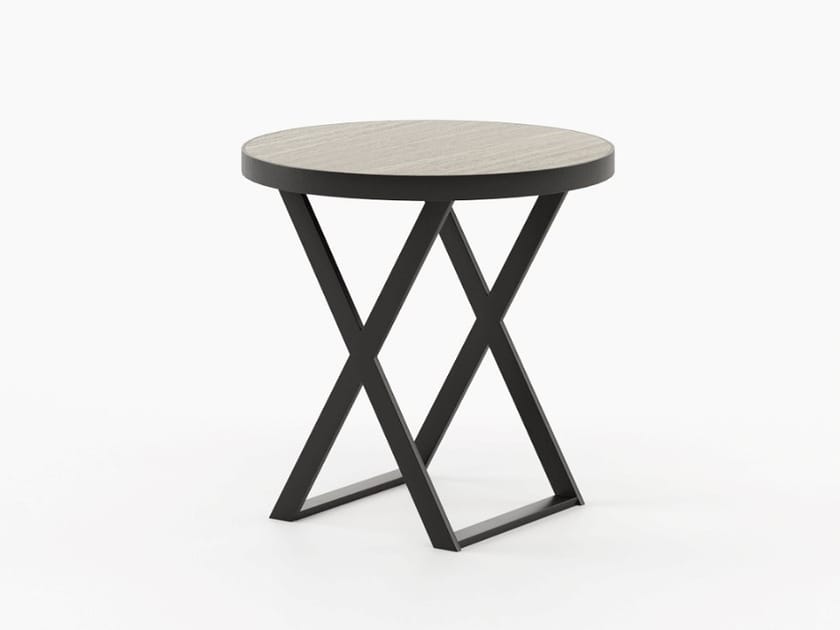 NOTTINGHAM | Coffee table Round stainless steel and wood coffee table ...