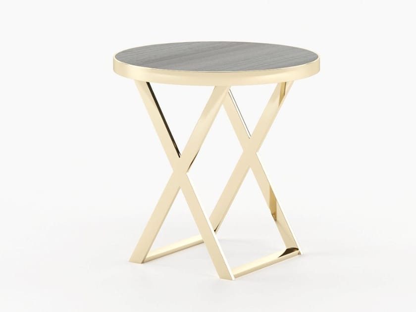 NOTTINGHAM | Coffee table Round stainless steel and wood coffee table ...