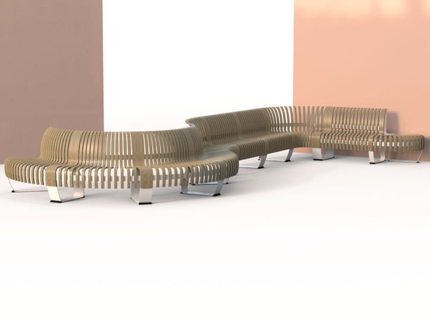 Modular wooden bench seating with back NOVA C DOUBLE BACK ELEVATION ...