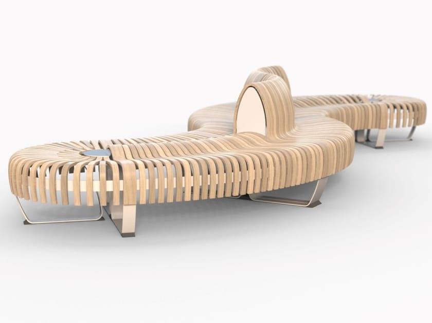 NOVA C BACK Curved Modular Bench with backrest By Green Furniture ...
