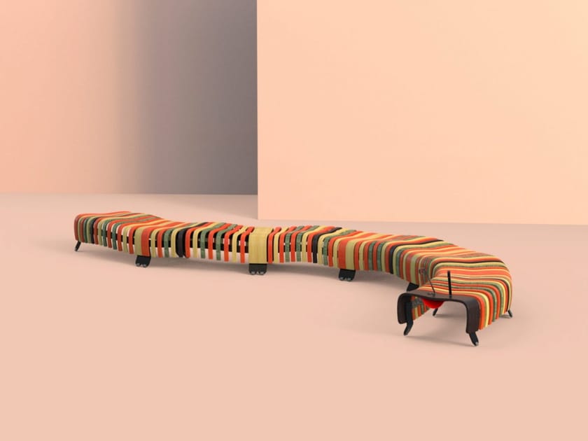 Modular backless steel and wood bench seating NOVA C KIDS By Green ...