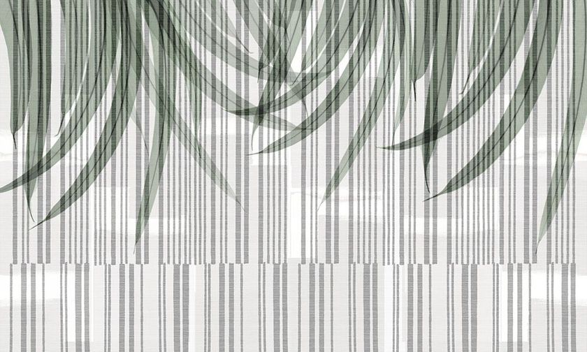 TEXTILE / STRIP EUCALYPTUS Striped wallpaper with floral pattern By N.O ...