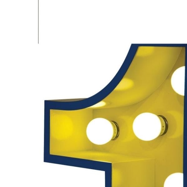 Fluorescent Light letter NUMBER 1 By Delightfull