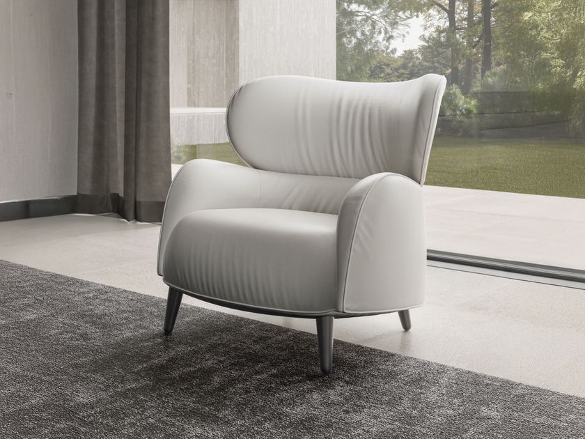 BLOSSOM Fabric armchair with armrests By Natuzzi Italia