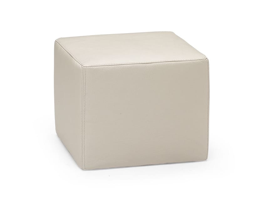 BRACQUE Square leather pouf By Natuzzi Italia