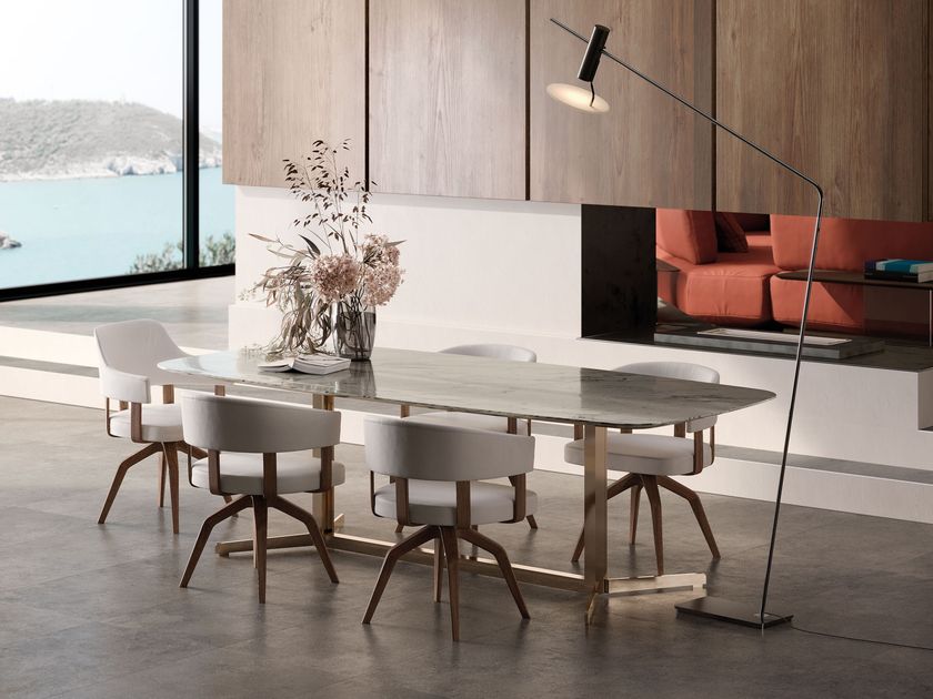 CAMPUS Round marble table By Natuzzi Italia | design Mauro Lipparini