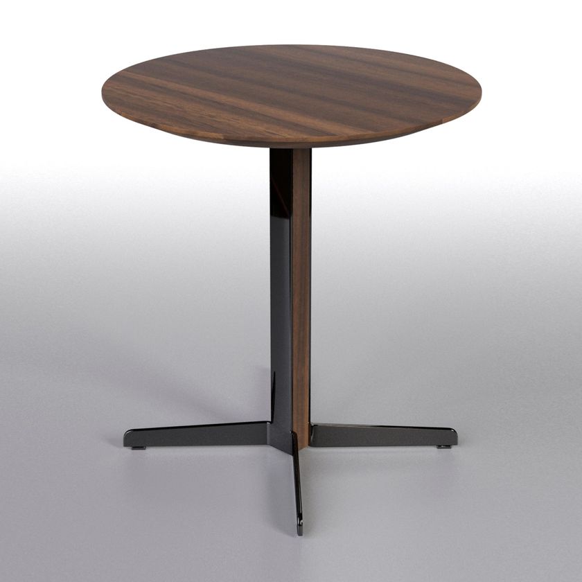 CAMPUS Round high side table with 4-star base and wooden top By Natuzzi ...